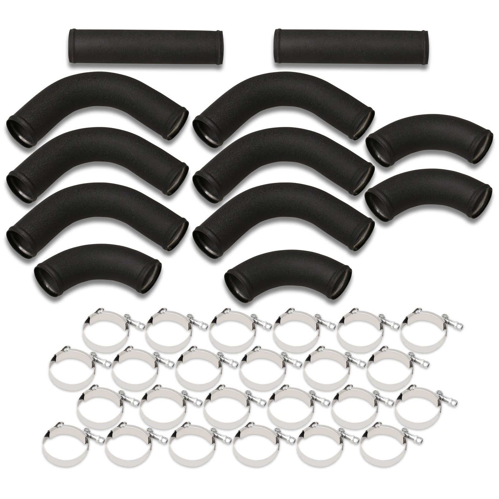 Universal 2.5" 12 Pieces Aluminum Piping Kit Black (x2 Straight / x6 9 ...