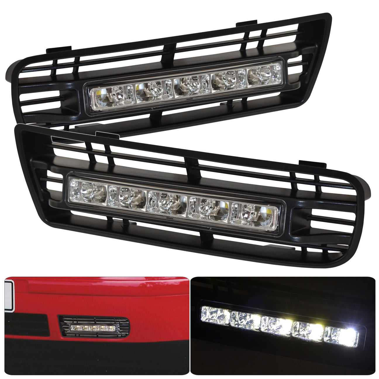 Volkswagon VW Golf GTI TDI DRL LED Fog Lamps Lower Bumper Grille Light ...