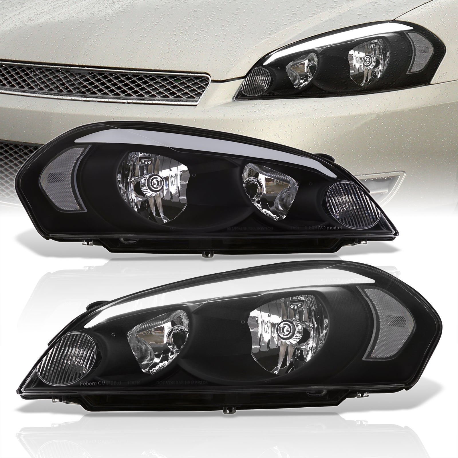 Chevrolet Impala 2006-2013 LED DRL Bar Factory Style Headlights Black ...