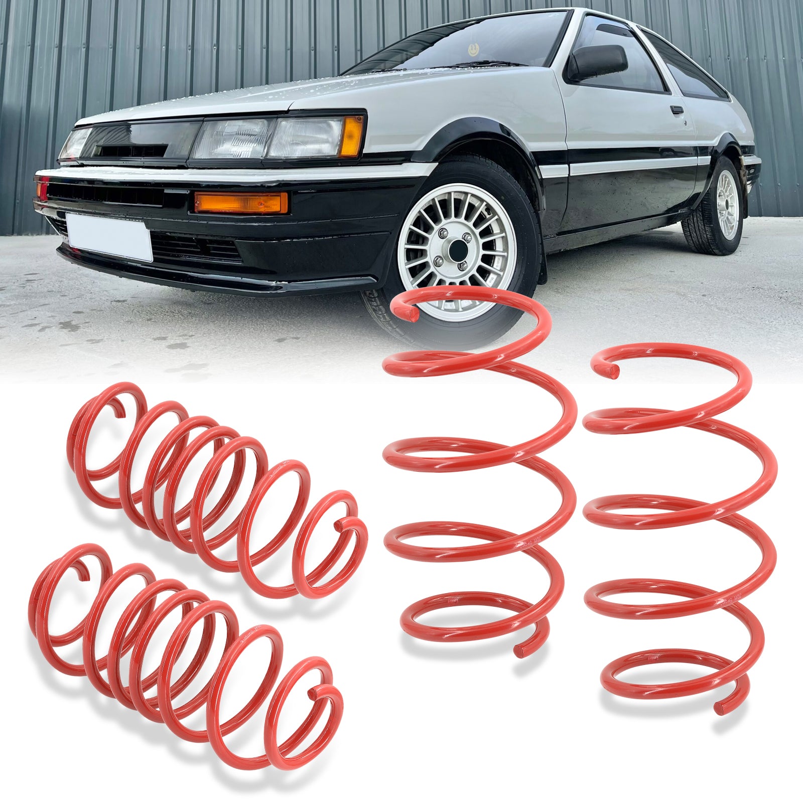 Toyota Corolla AE86 1984-1987 Lowering Springs Red (Front ~1.5" / Rear ...