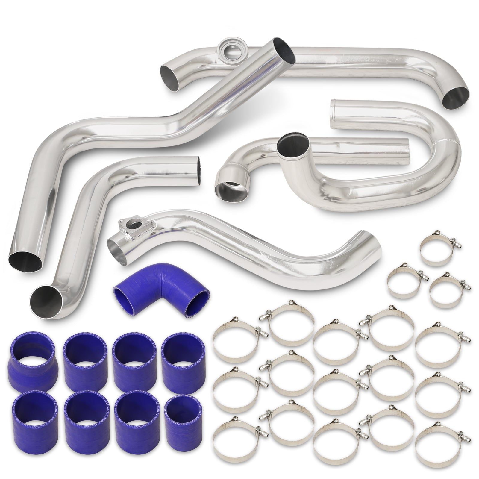Mazda 3 2.0L 2004-2006 Bolt-On Aluminum Polished Piping Kit + Blue Cou ...