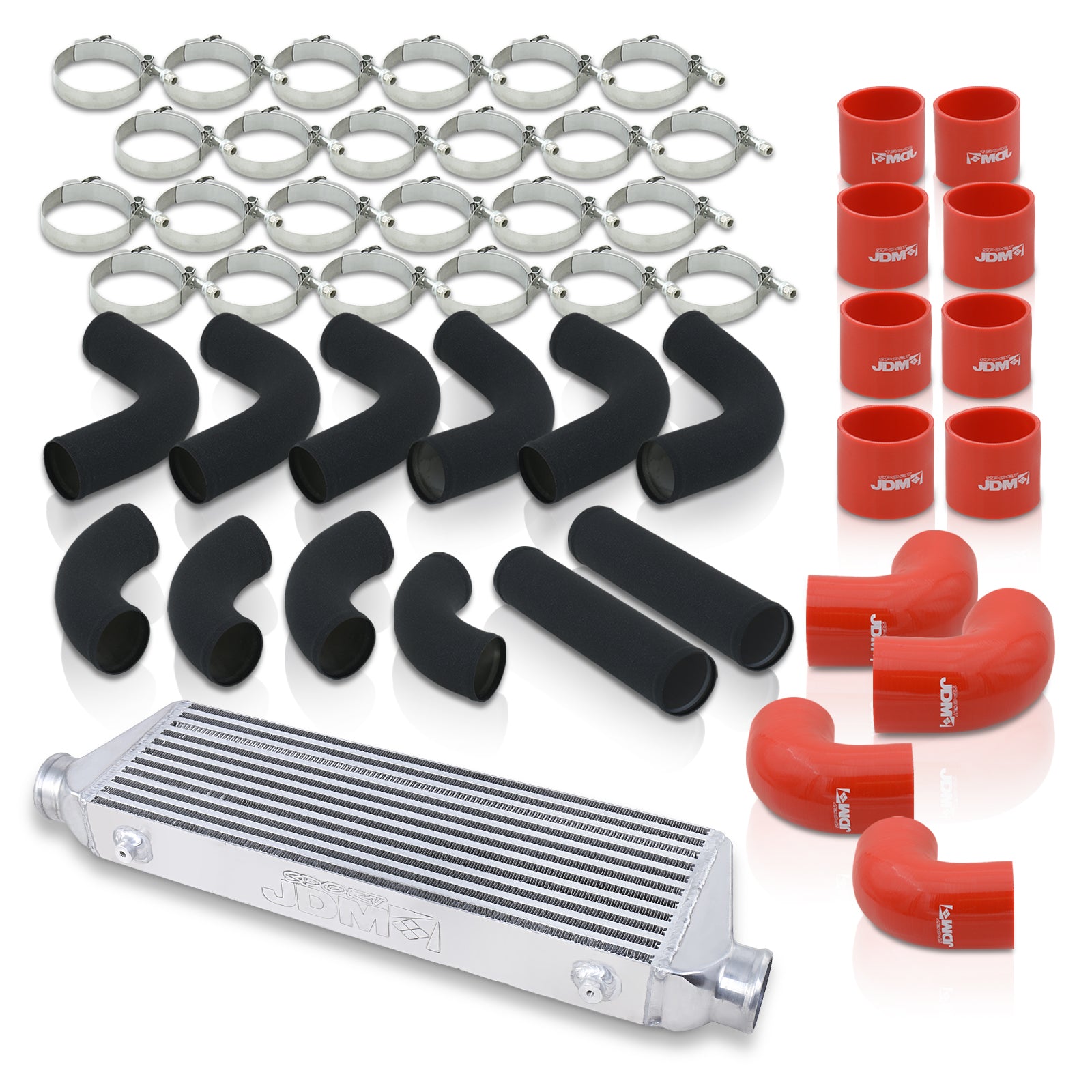 Universal 2.5" 12 Pieces Aluminum Piping Kit Black (x2 Straight / x6 9 ...