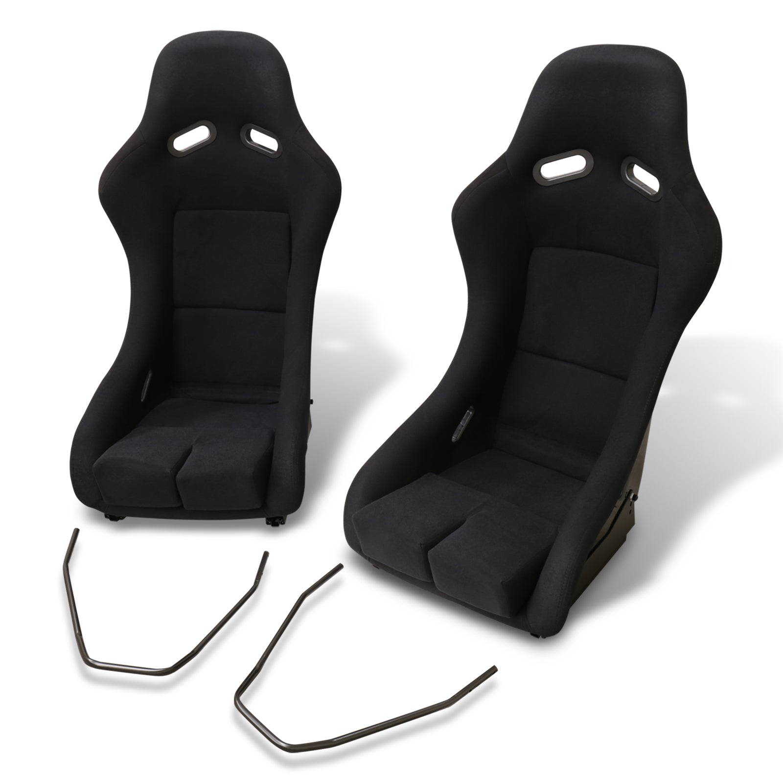 Universal Low Max Style Bucket Racing Seats + Sliders Black Cloth – AJP ...