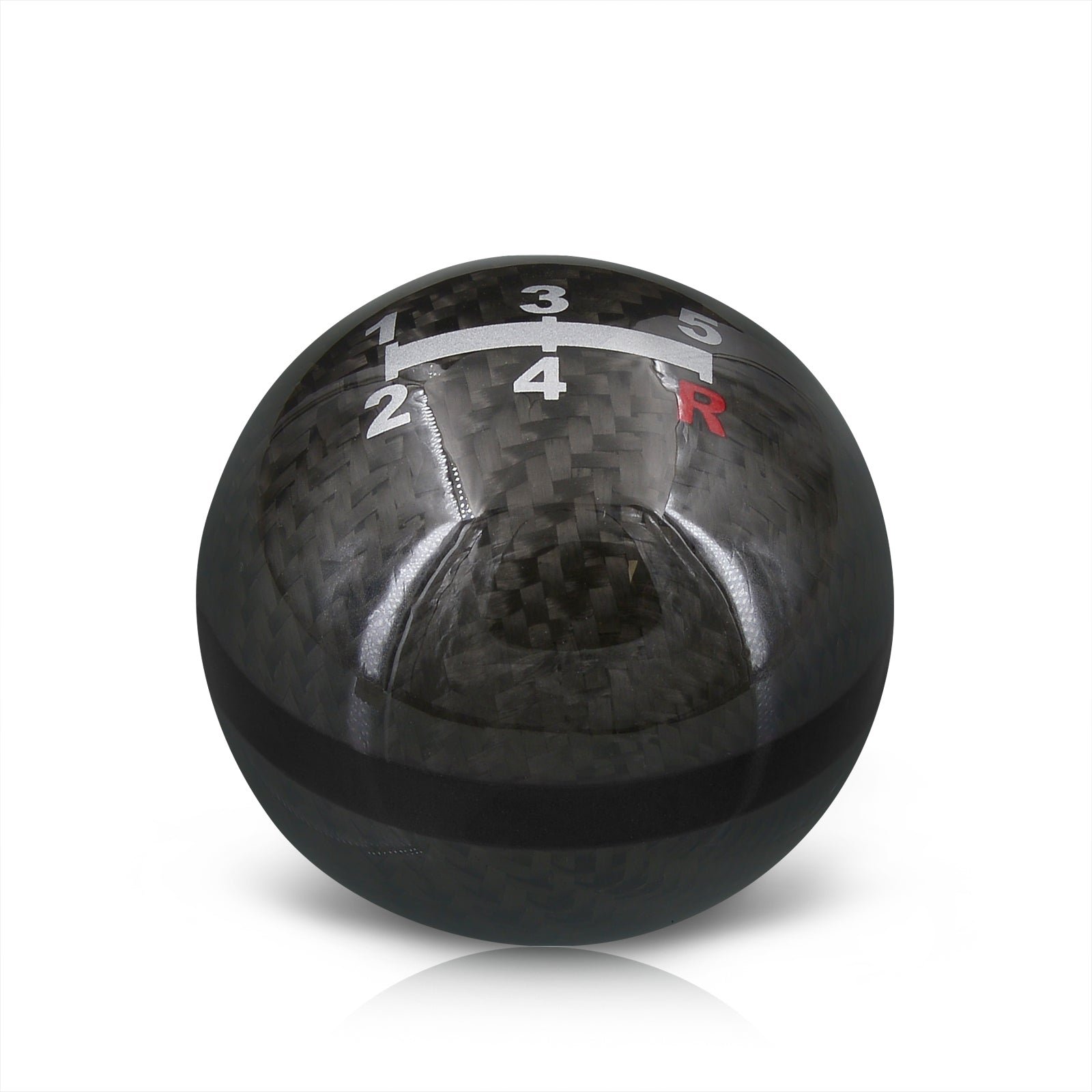 Universal 5 Speed M10x1.5 Ball Shift Knob Black Carbon Fiber with Blac ...