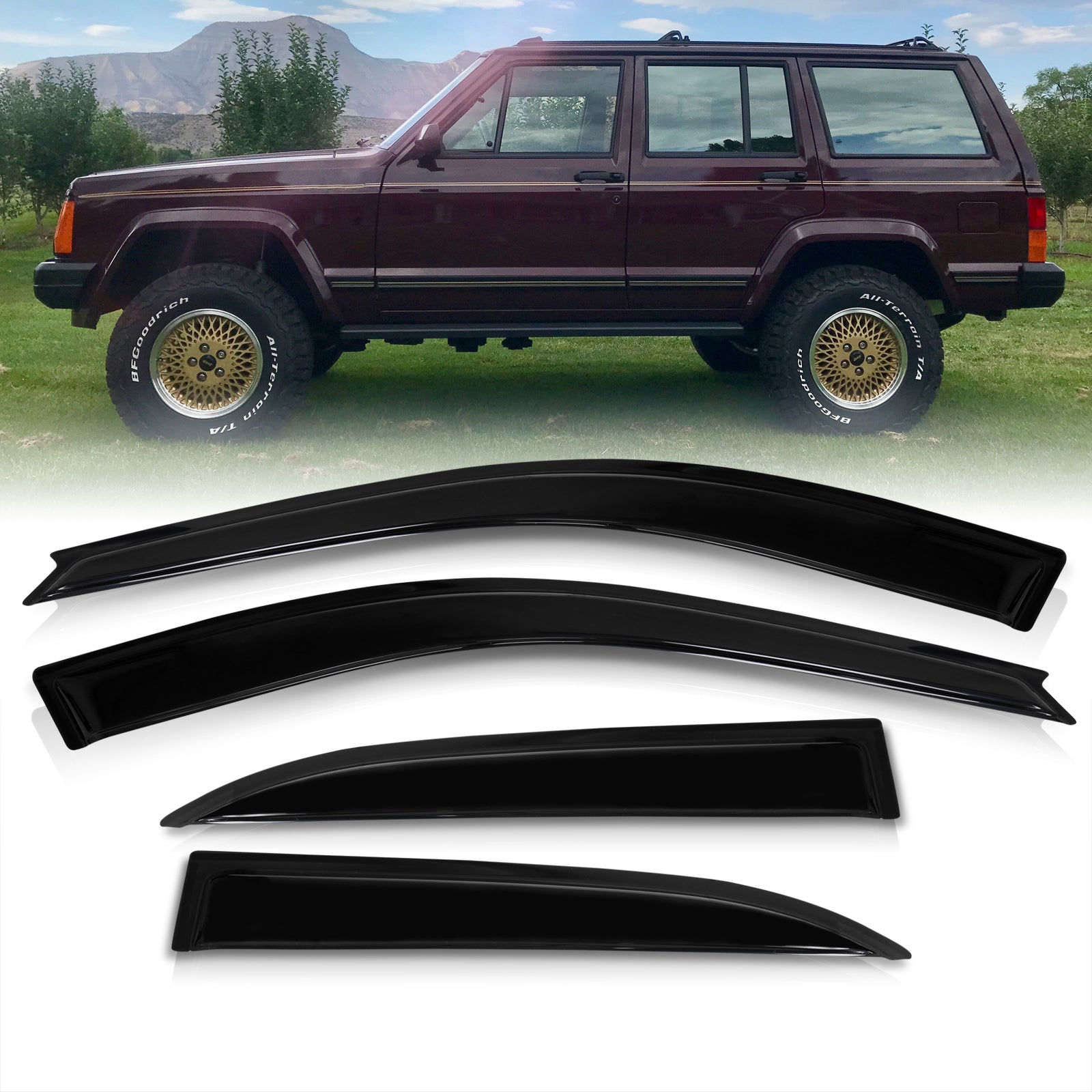 Jeep Cherokee XJ 1984-2001 4 Door Tape On Window Visors – AJP Distributors