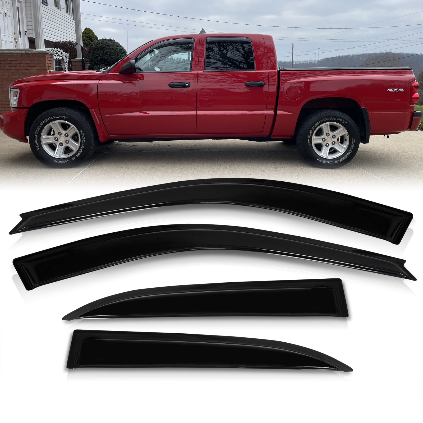 Dodge Dakota 2005-2010 Quad Cab 4 Door Tape On Window Visors – AJP ...