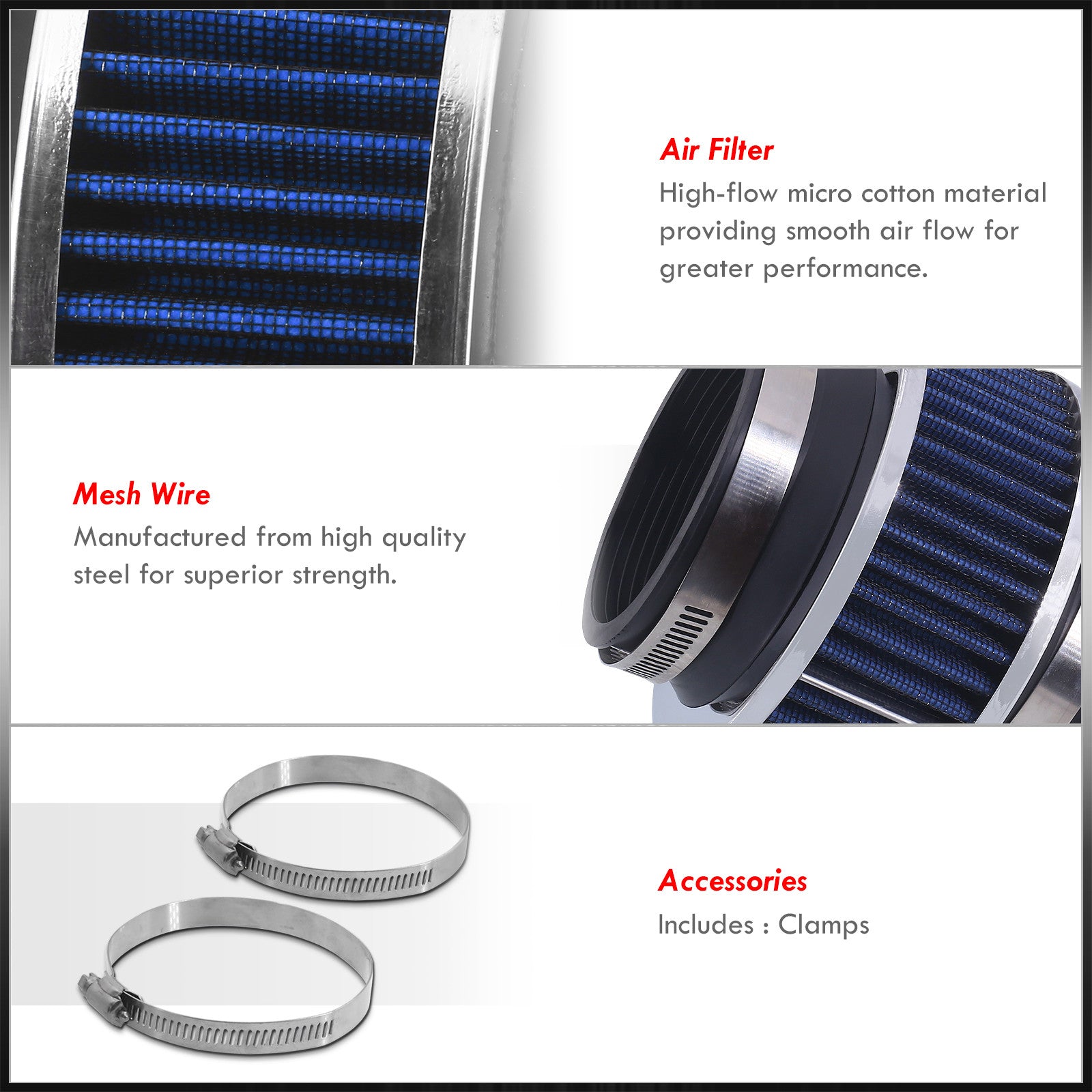 Universal 3" Cold Air Intake Bypass Filter Blue – AJP Distributors