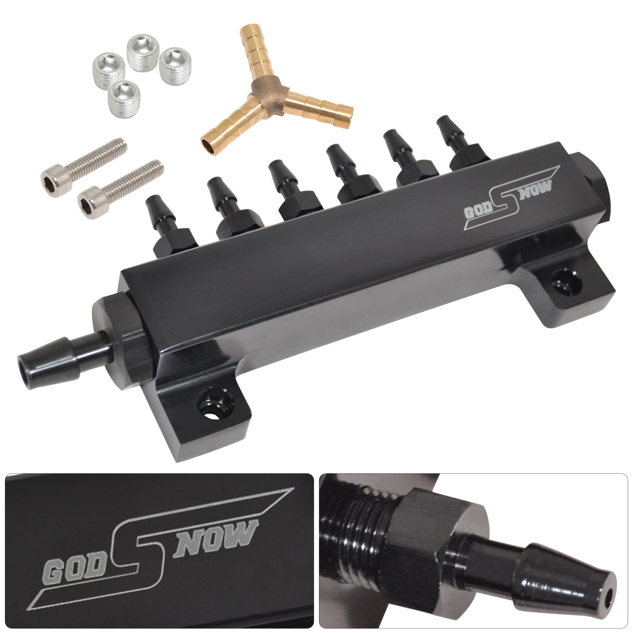 Universal Aluminum Vacuum Block 6 Port 1/8 NPT Black – AJP Distributors