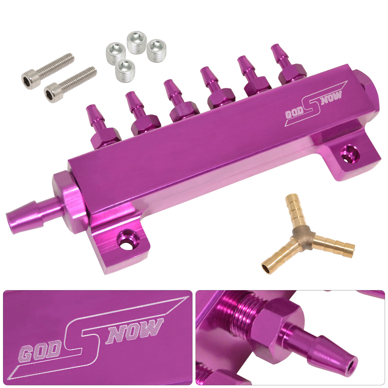 Universal Aluminum Vacuum Block 6 Port 1/8 NPT Purple – AJP Distributors
