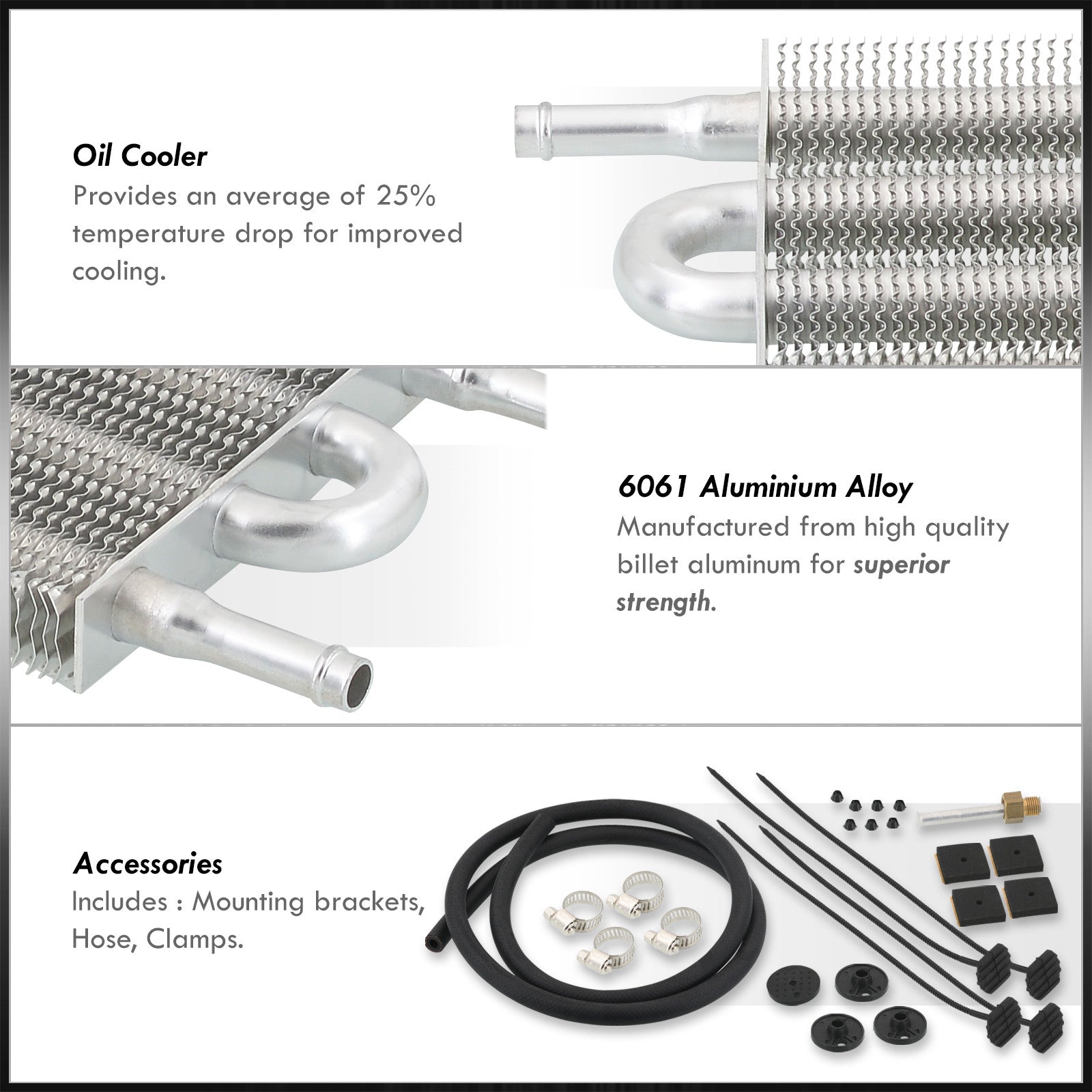 Universal Oil / Transmission / Power Steering Cooler Kit 12" x 5" x 0 ...