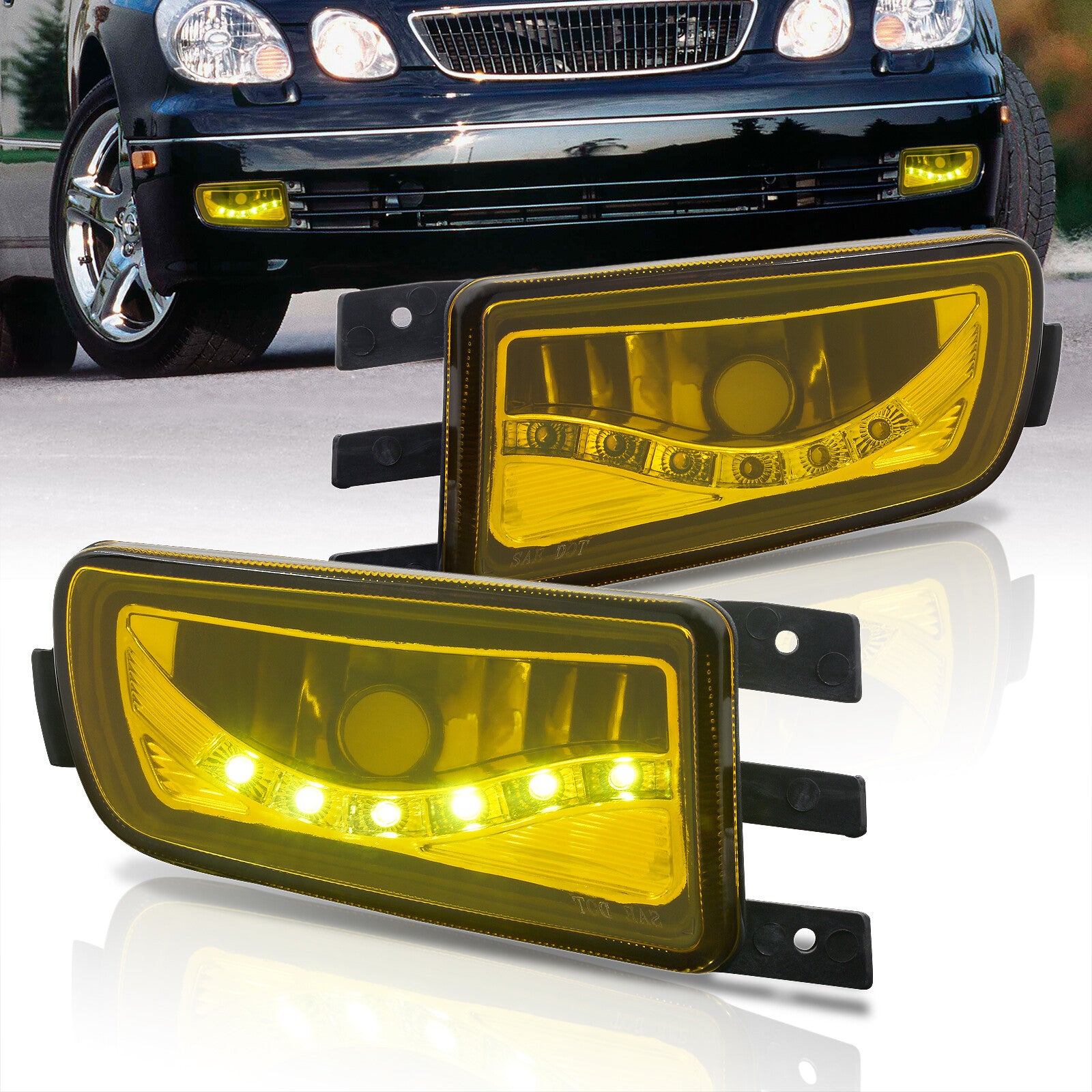 Lexus GS300 GS400 GS430 1998-2005 Front DRL Fog Lights Yellow Len (No ...