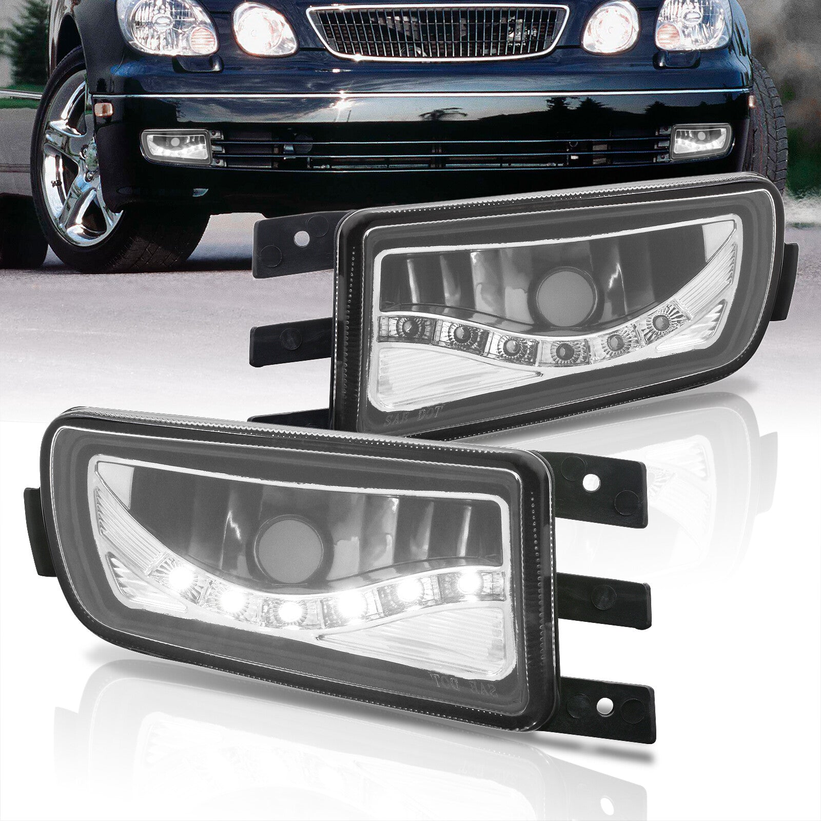 Lexus GS300 GS400 GS430 1998-2005 Front DRL Fog Lights Clear Len (No S ...
