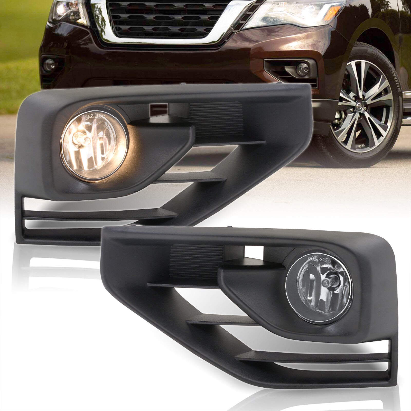 Nissan Pathfinder 2017-2020 Front Fog Lights Clear Len (Includes Switc ...