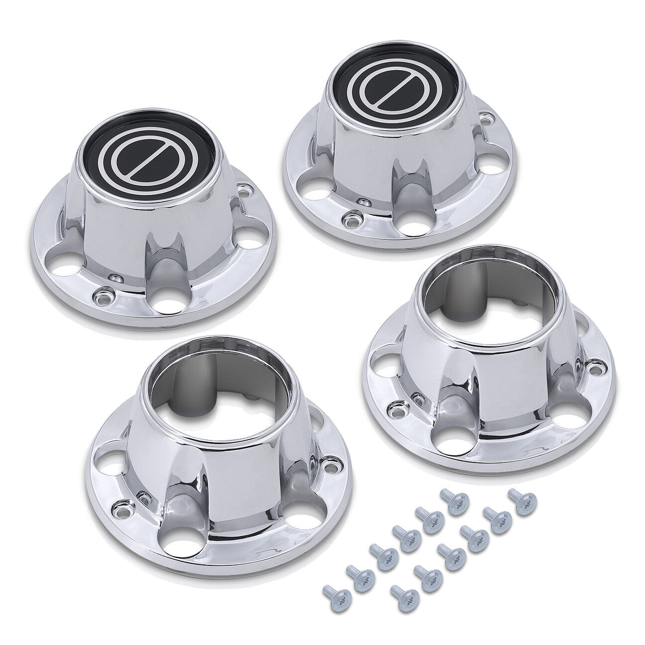 Ford F150 Bronco 1980-1996 4-Piece Wheel Hub Center Caps Chrome With B ...