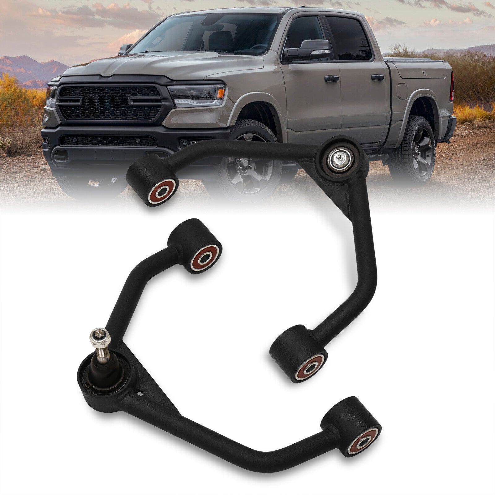 Dodge Ram 1500 2019-2022 2-4" Lift Front Upper Tubular Control Arms Bl ...